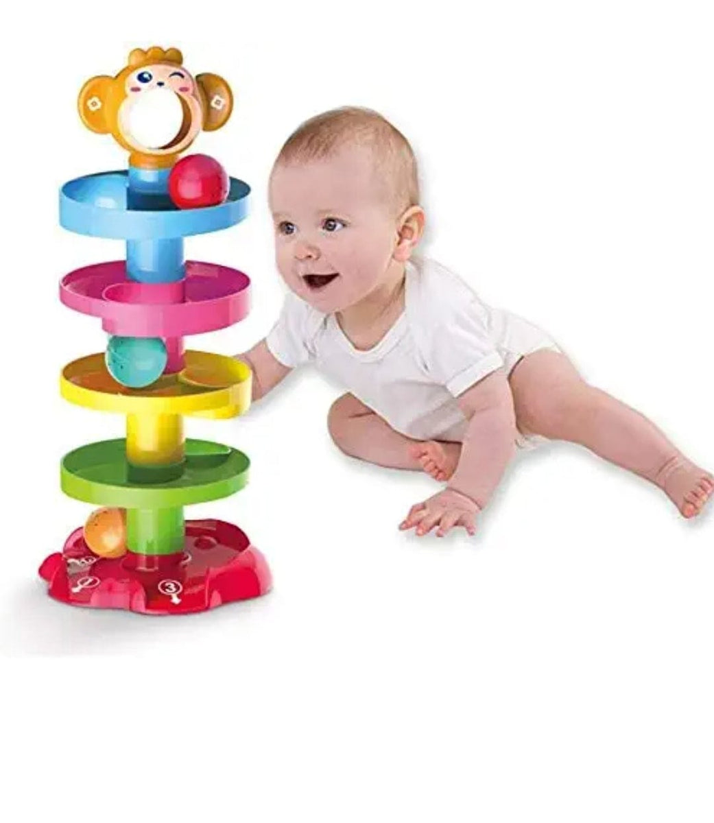 Rolling and Swirling ball drop tower ramp for babies and toddlers ...